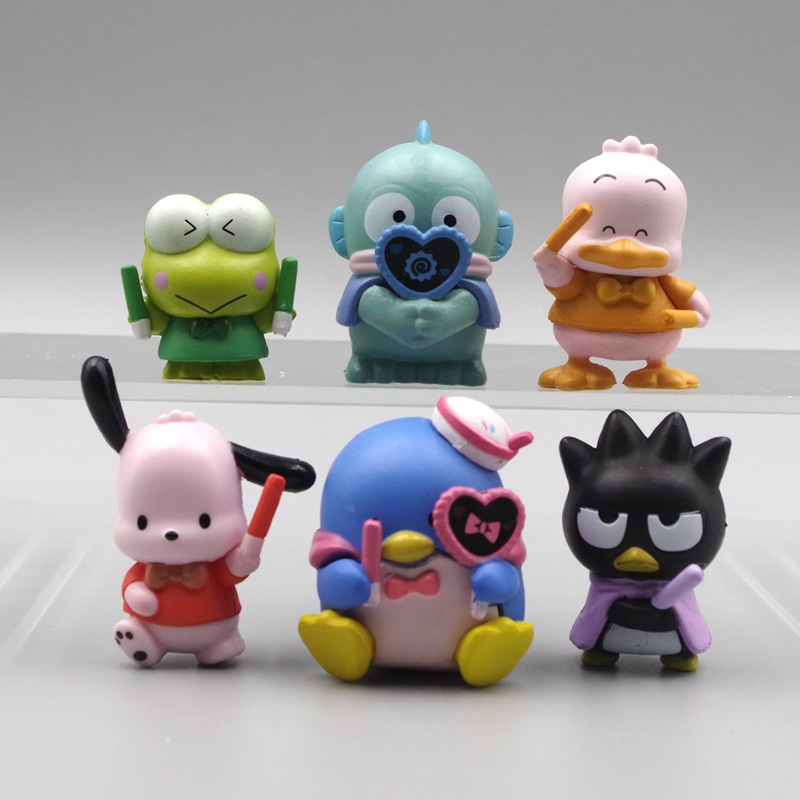 6Pcs/Set 3-5cm Sanrio Anime Figure Kuromi Pochacco Keroppi Frog Badtz ...