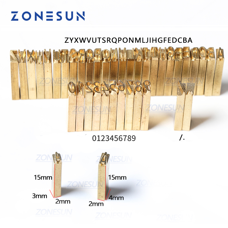 ZONESUN Movable Stamps Alphabet Letter Fonts of DY-8 H241B LT-50D TB60D ...