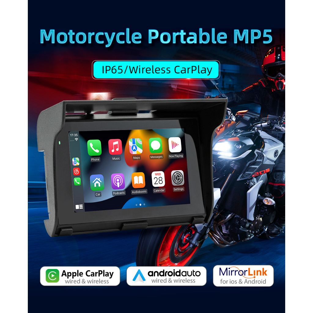 B5350 Motorcycle MP5 player 5 inches HD touch screen IP65 waterproof ...