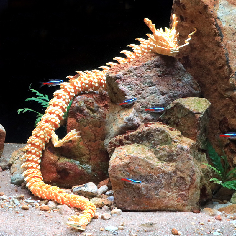 3D Printed Articulated Chinese Dragon Fish Tank Decoration Aquarium ...