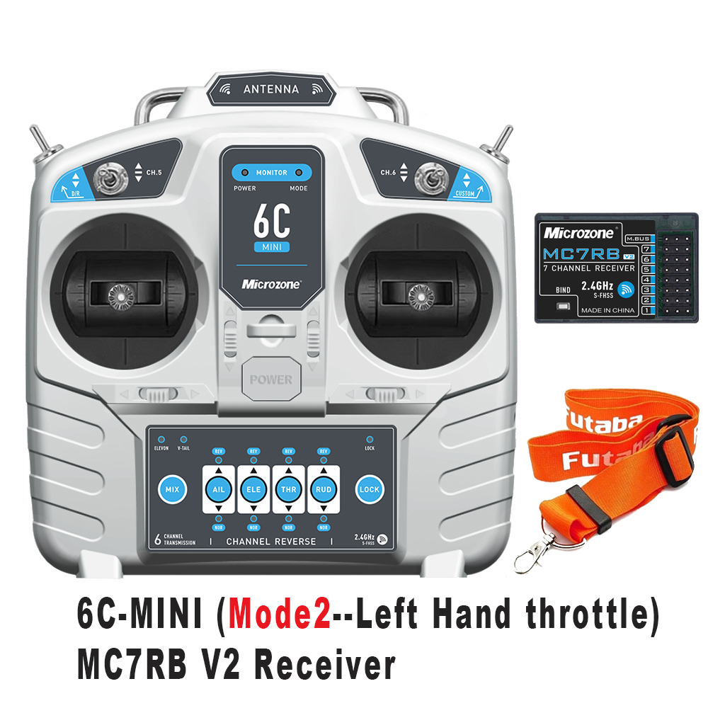 MicroZone MC6C 6C-Mini V2 2.4G 6CH Controller Transmitter MC7RB ...