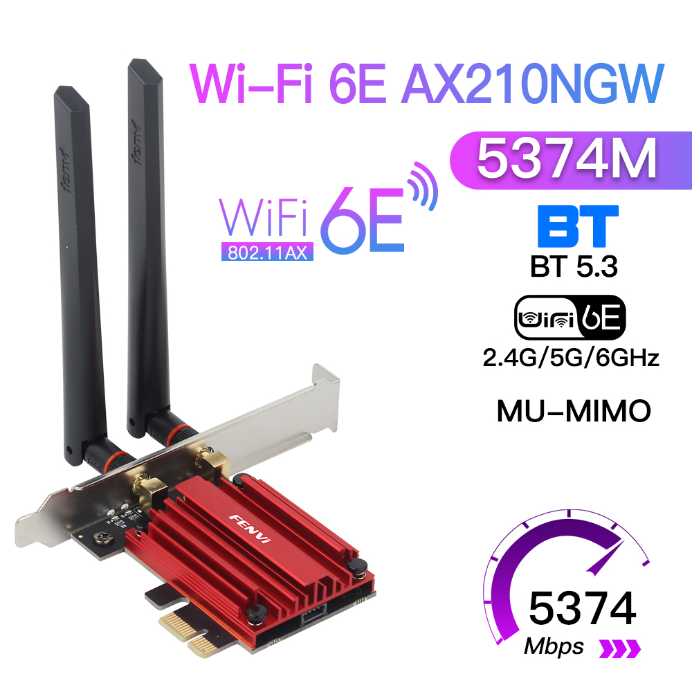 5374Mbps WiFi 6E Intel AX210 Tri Band 2.4G/5G/6Ghz Bluetooth 5.3 ...