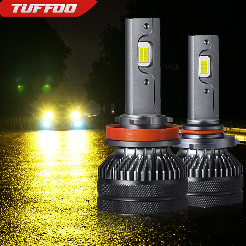TUFFOO 2PCS 120W 25000LM 3000K Golden Yellow Car LED Fog Light Headlight Bulb H1 H7 H4 9003 HB2 ...