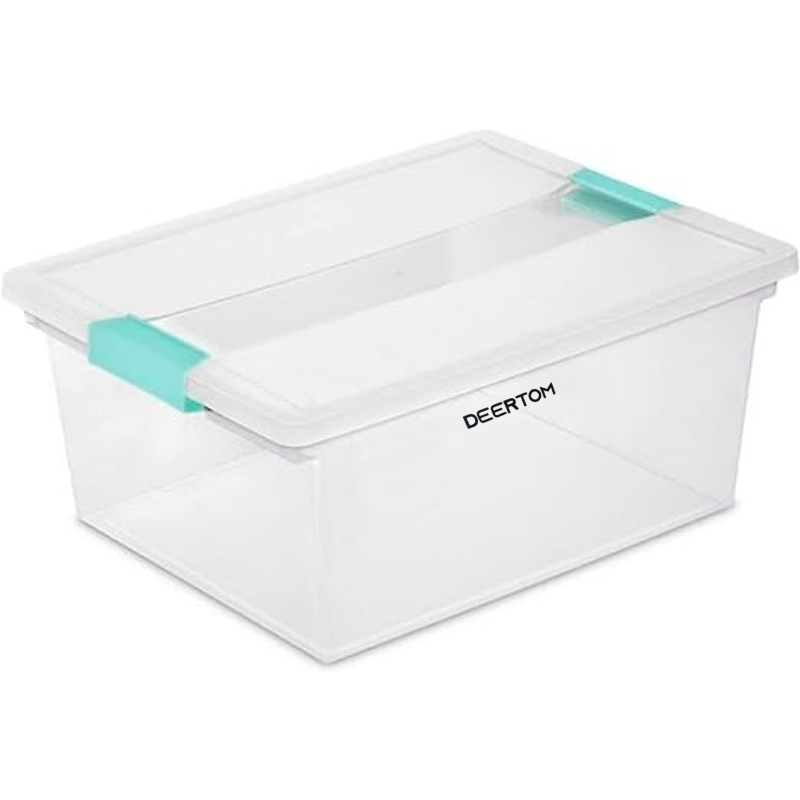 DeerTom 14x11x6.25 inch Deep Clear Plastic Stackable Storage Container ...