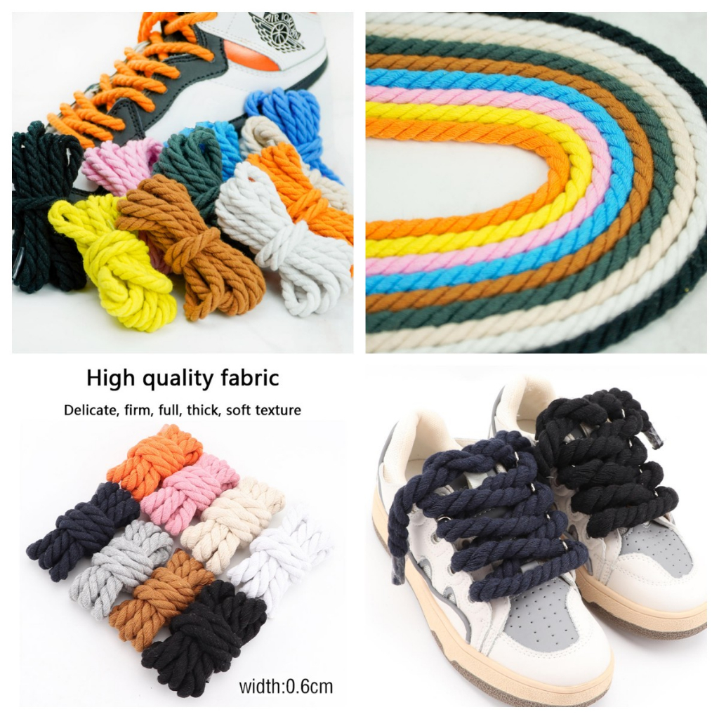 Round Shoelaces Colorful 0.6CM Thicker Cotton Shoelace 120CM | Shopee ...