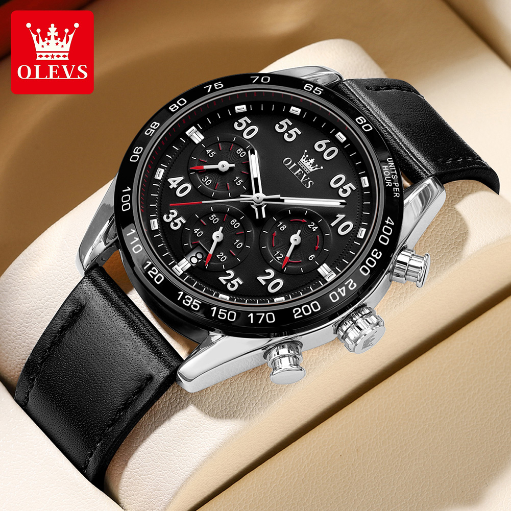 OLEVS Watch For Men Original Waterproof With Box Relo Man Leather Black ...