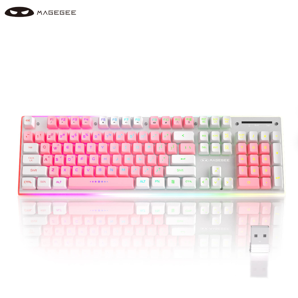 MageGee V510 Wireless Gaming Keyboard, Rechargeable RGB LED Backlit ...