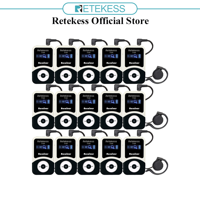 Retekess T131 Wireless Tour Guide System Receiver with 3.5mm One-Side Earphone 99 Channels Audio ...