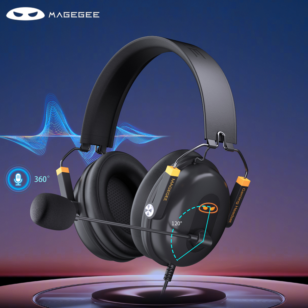 MageGee Gaming Headphones with 360° Microphone LED Wired Headset Noise ...