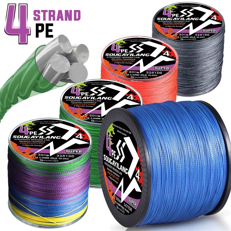 Sougayilang X+4 100M Fishing Line PE Braided Super line Max Drag 66LB ...