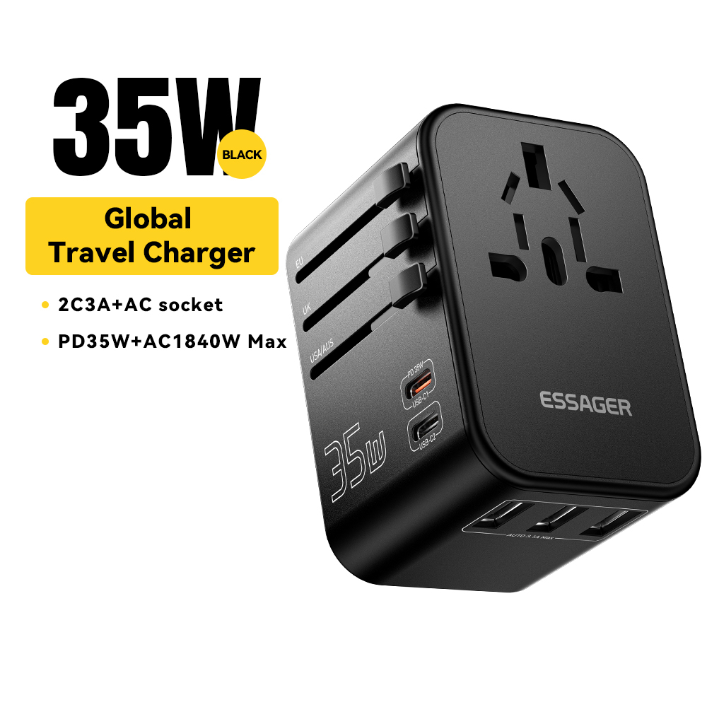 Essager Travel Adapter Support PD QC 3.0 Fast Charge Up to 1840W Max ...