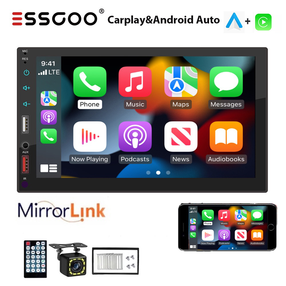 ESSGOO Double 2 Din 7 INCH Car Stereo Radio Bluetooth FM / AM /RDS Receiver MP5 Player Support ...