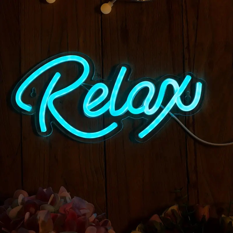 Relax Neon Sign Unique Art Ornaments with Dimmable Switch, 5V USB ...