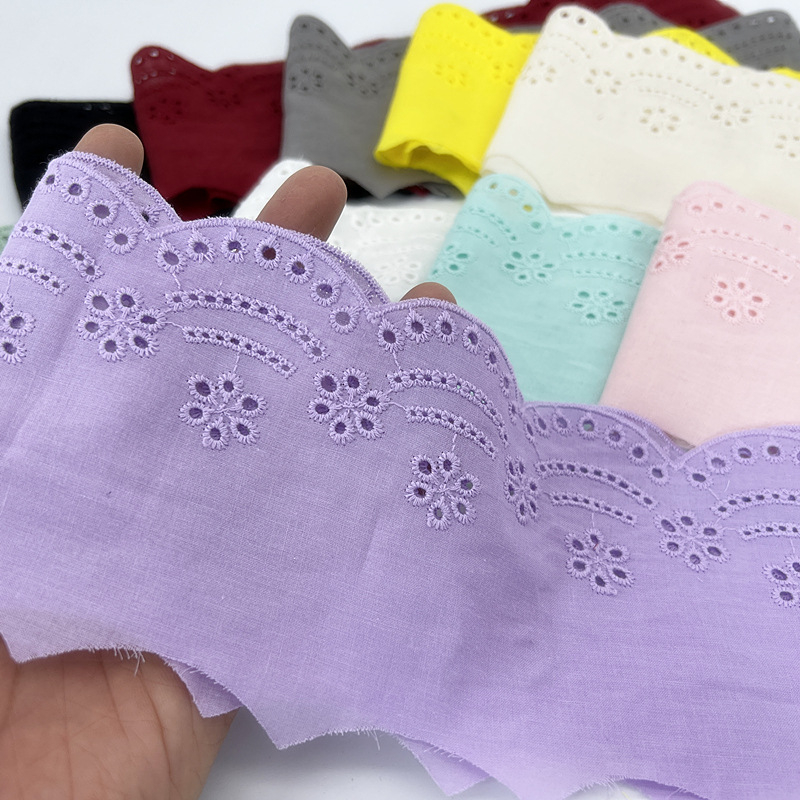 1 meter colored cotton fabric with lace hollowed out lace and a width ...