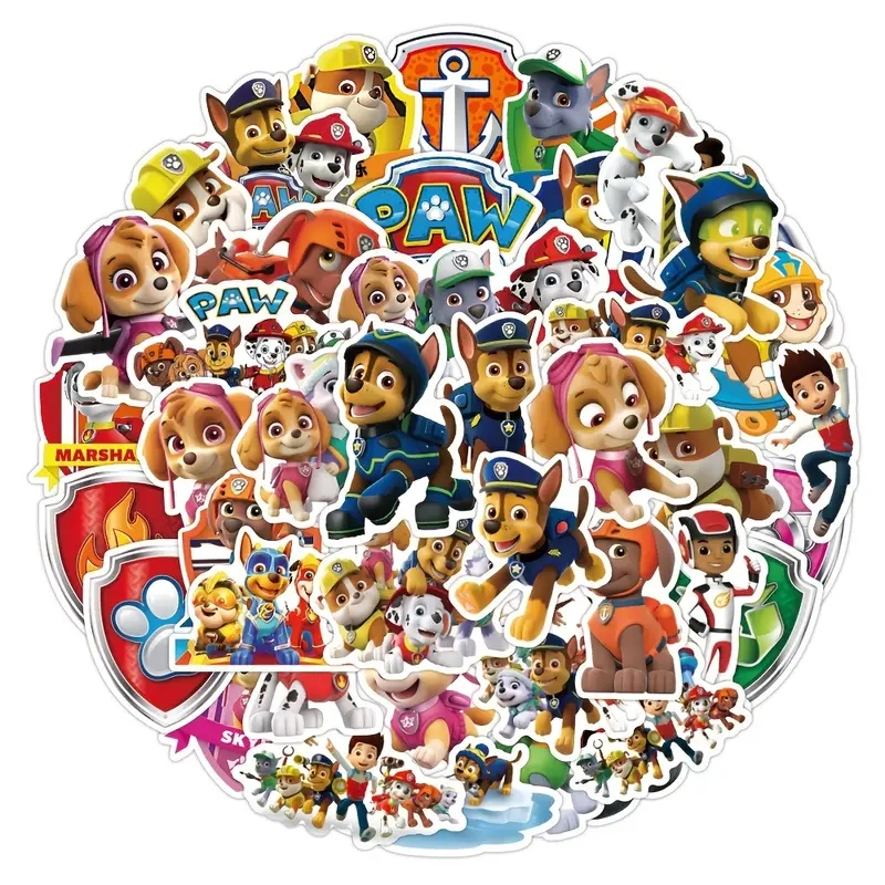 50PCS PAW Patrol Party Theme Kids Cartoon Sticker Little Pet Dog Tattoo ...