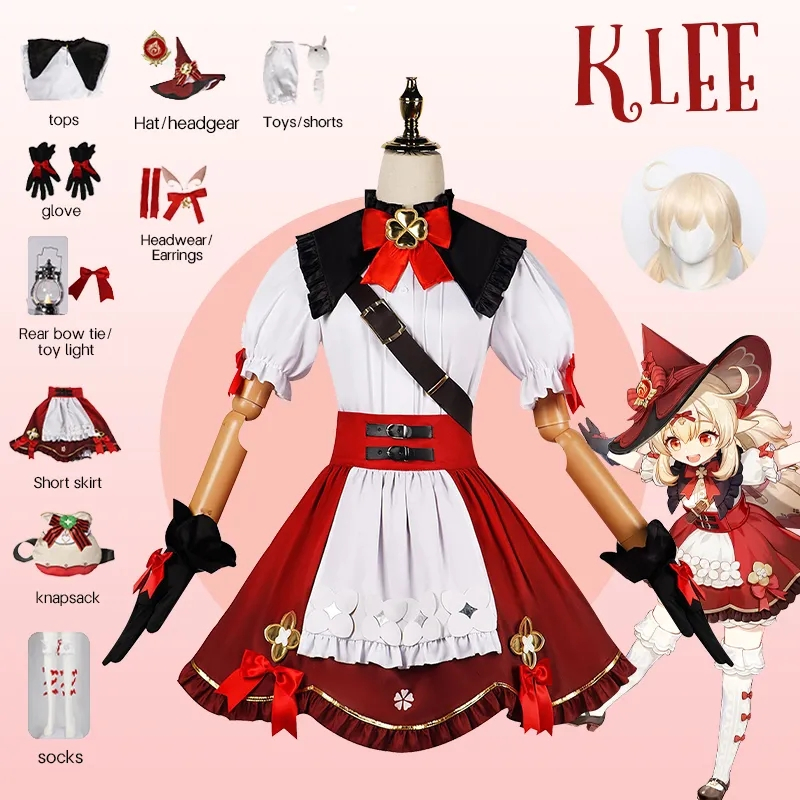 Genish impact Klee Blossoming Starlinght Cosplay Costume Little Witch ...