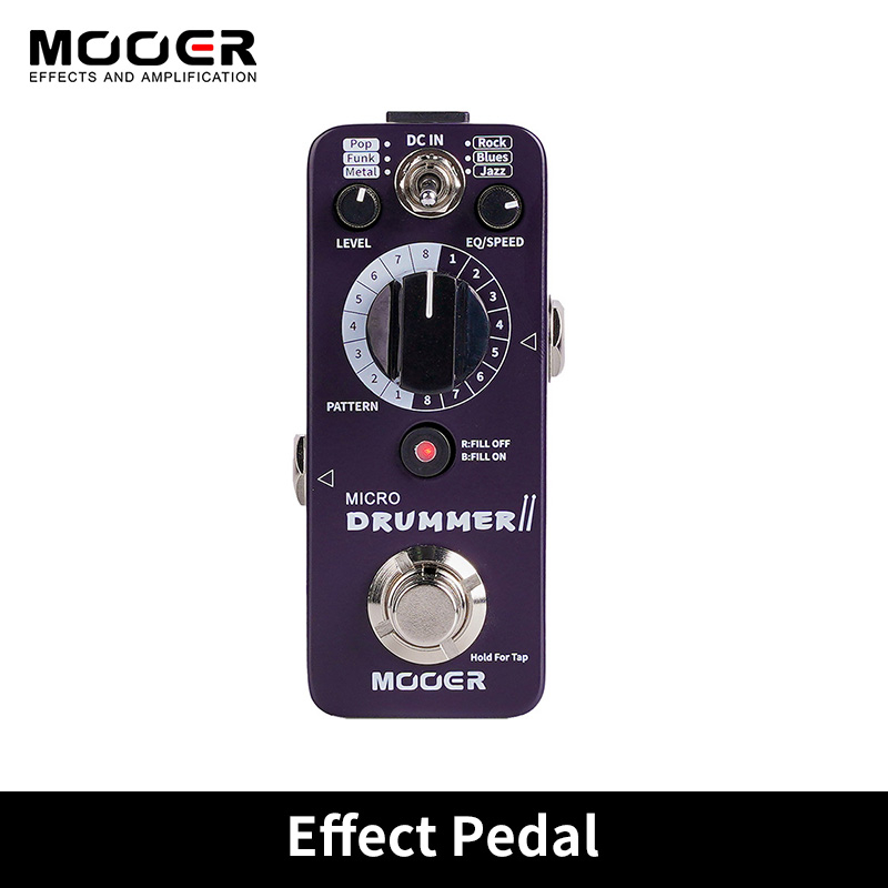 MOOER Micro Drummer II Pedal 48 Drummer Grooves and 6 Music Style Per 8 ...