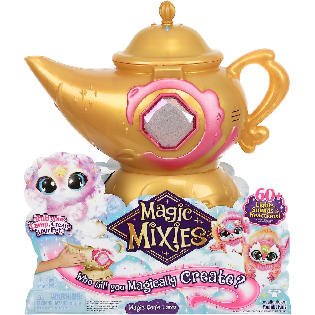 Magic Mixies Magic Genie Lamp with Interactive 8" Pink Plush Toy and 60 ...