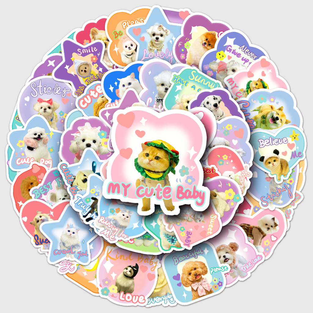 60 Piece Funny Cute Cats Dogs Stickers For laptops/phones/Helmet/Motor ...