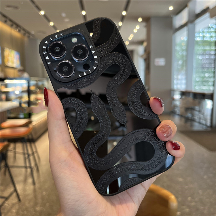 For iPhone 11/12/13/14/15/16 Pro Max Case Shockproof Black Snake Case ...