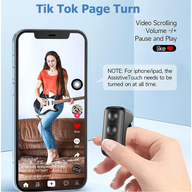 for TIK Tok Bluetooth Remote Flip Like Control Kindle App Page Turner ...