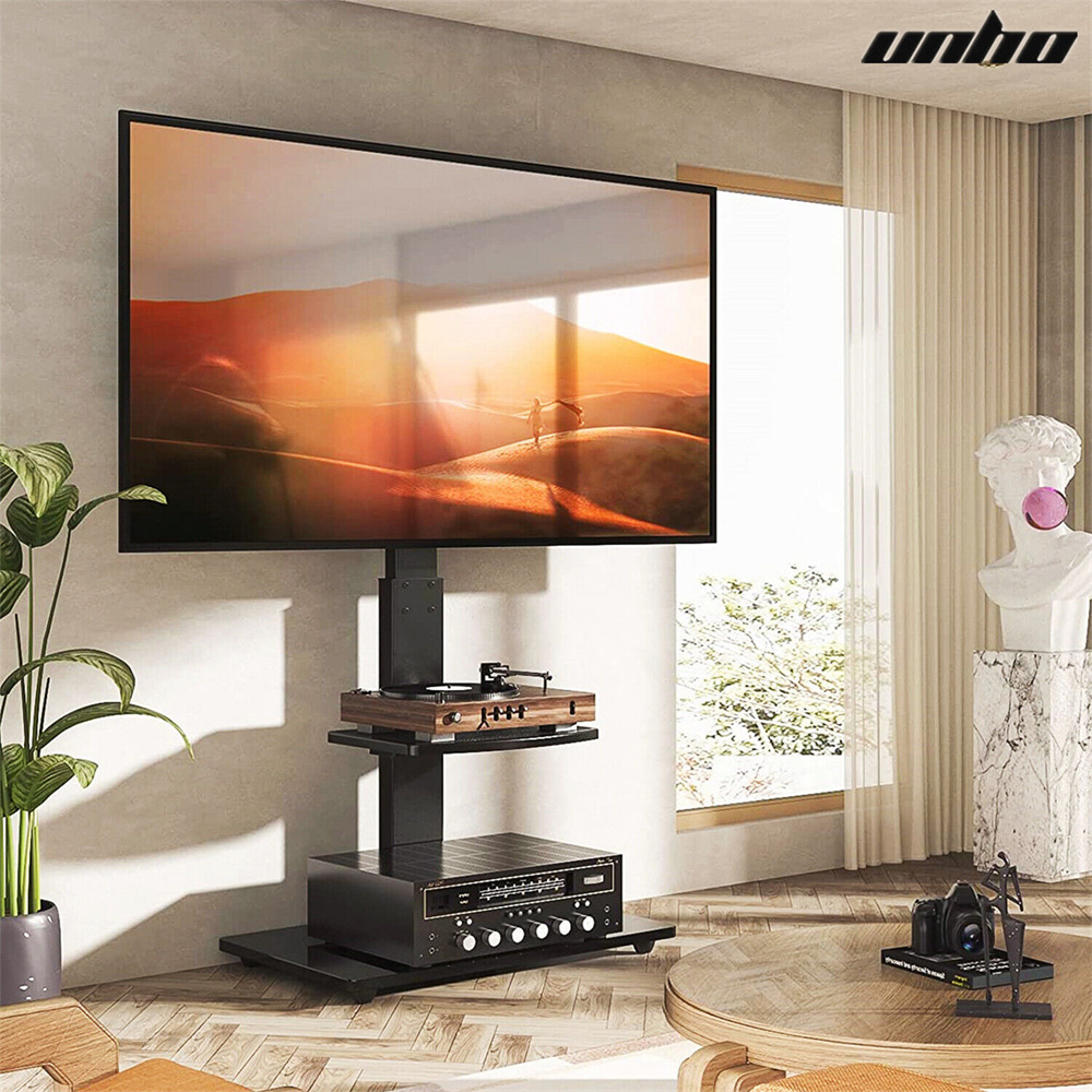 Mobile Floor TV Stand on Wheels Casters Home Display Trolley for most ...