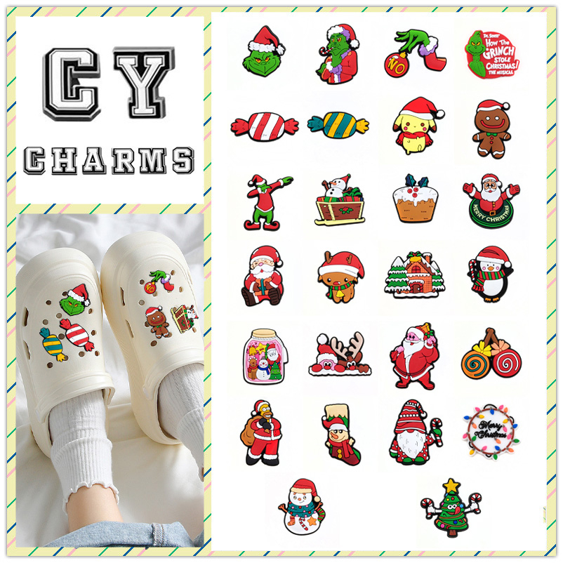 【New Christmas Series】Christmas Cartton Graffiti Croc Jibz Shoe Charms ...