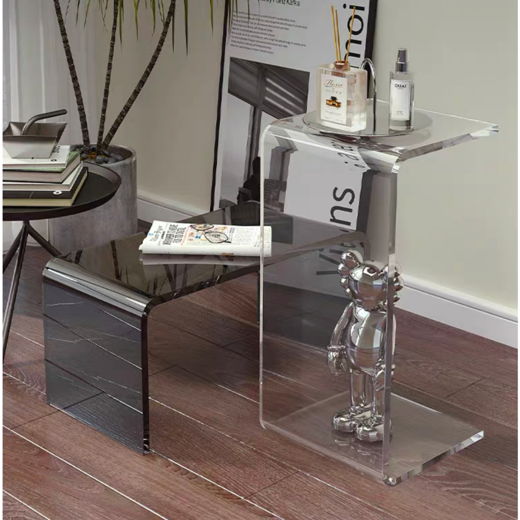 Acrylic Side Table Living Room Sofa Transparent Small Side Table Coffee ...