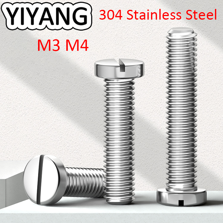 M3 M4 Slotted Cheese Head Machine Screws Slot Csk Bolt - A2 304 ...