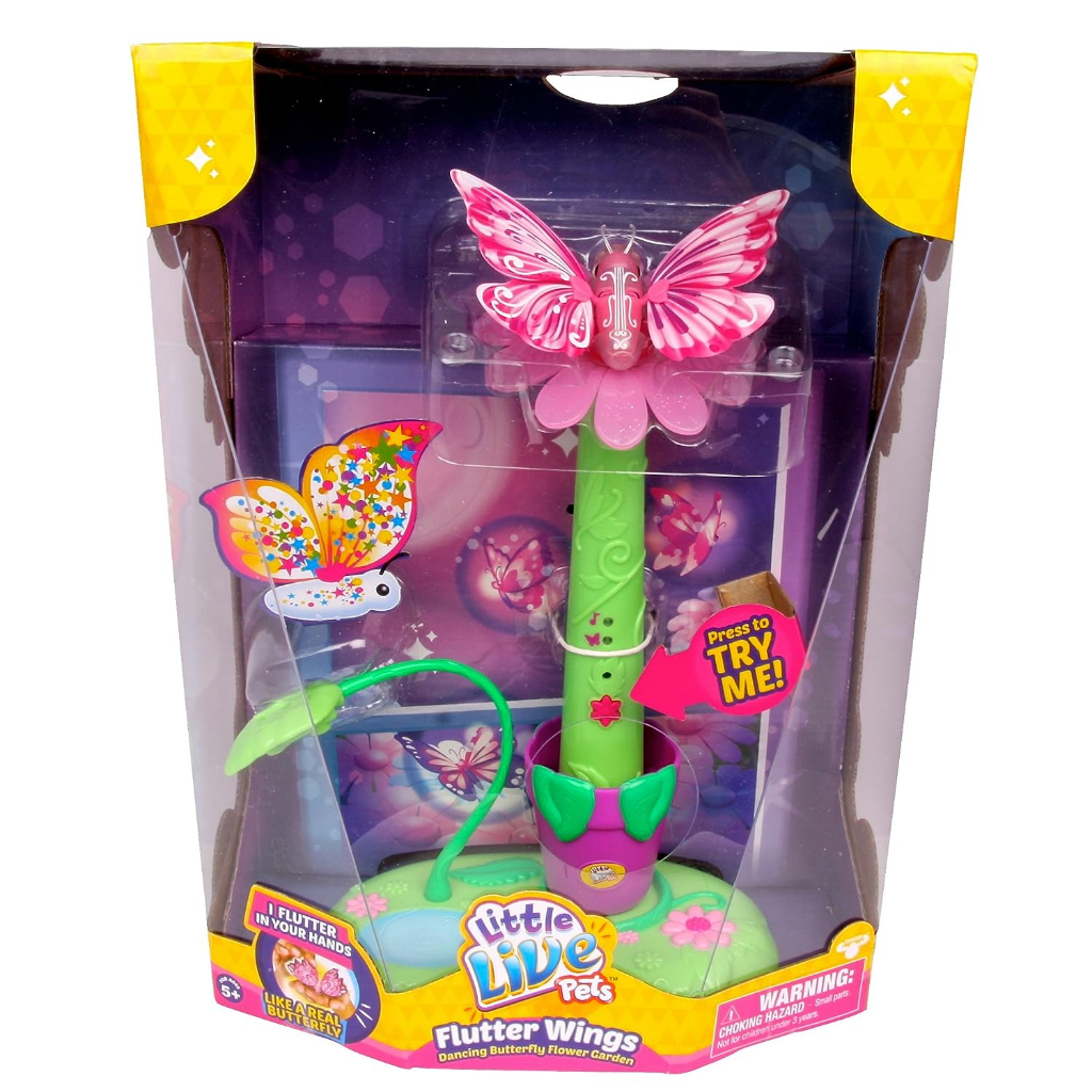 Little Live Pets Flutter Wings Dancing Butterfly Flower Garden Playset ...