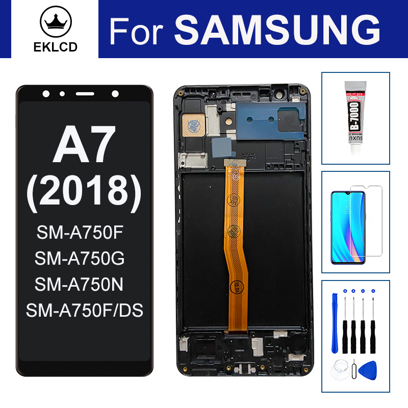 For Samsung Galaxy A7 2018 A750 A750FN LCD Display Touch Screen Digitizer Replacement Assembly ...