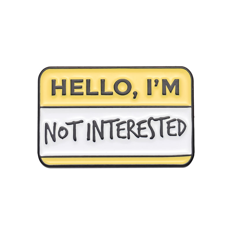 100 Styles Hello I'm Label Quotes Enamel Pins Brooches Trying Stressed ...