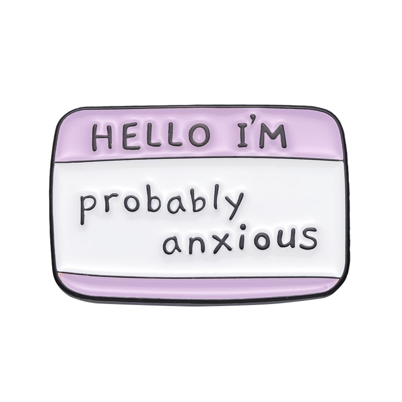 100 Styles Hello I'm Label Quotes Enamel Pins Brooches Trying Stressed ...
