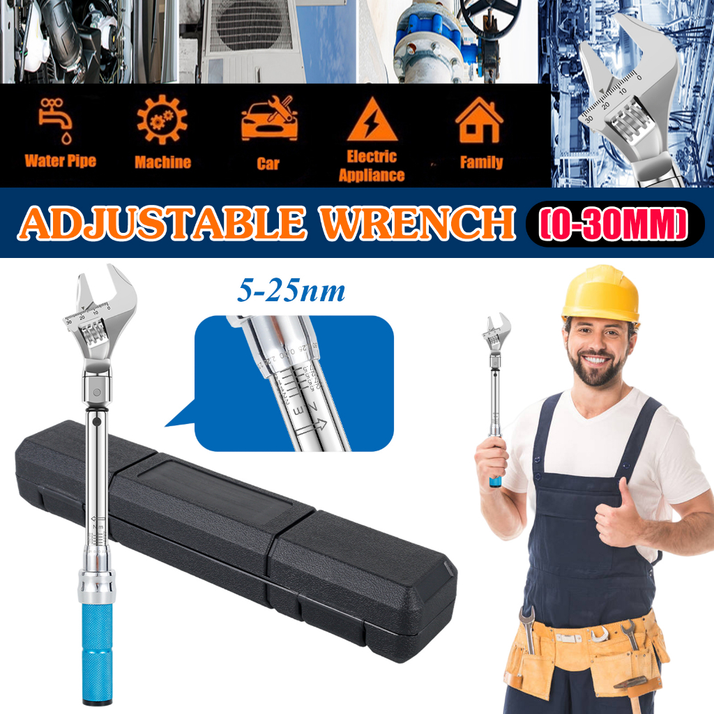 Digital Adjustable Torque Wrench 5-25 NM 30mm Steel Open End Torque ...