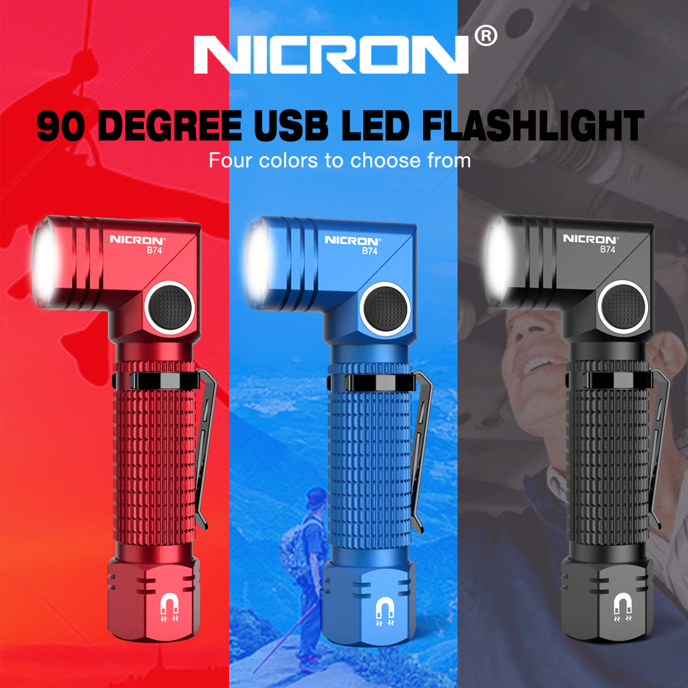 NICRON Led Flashlight B74 Handfree Dual Fuel 90 Degree Twist Rotary ...