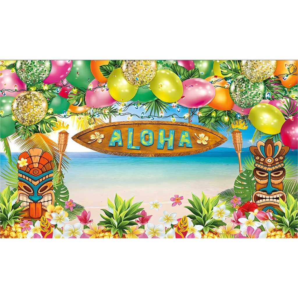 9x6ft Summer Aloha Luau Backdrop for Tropical Hawaiian Beach Theme ...