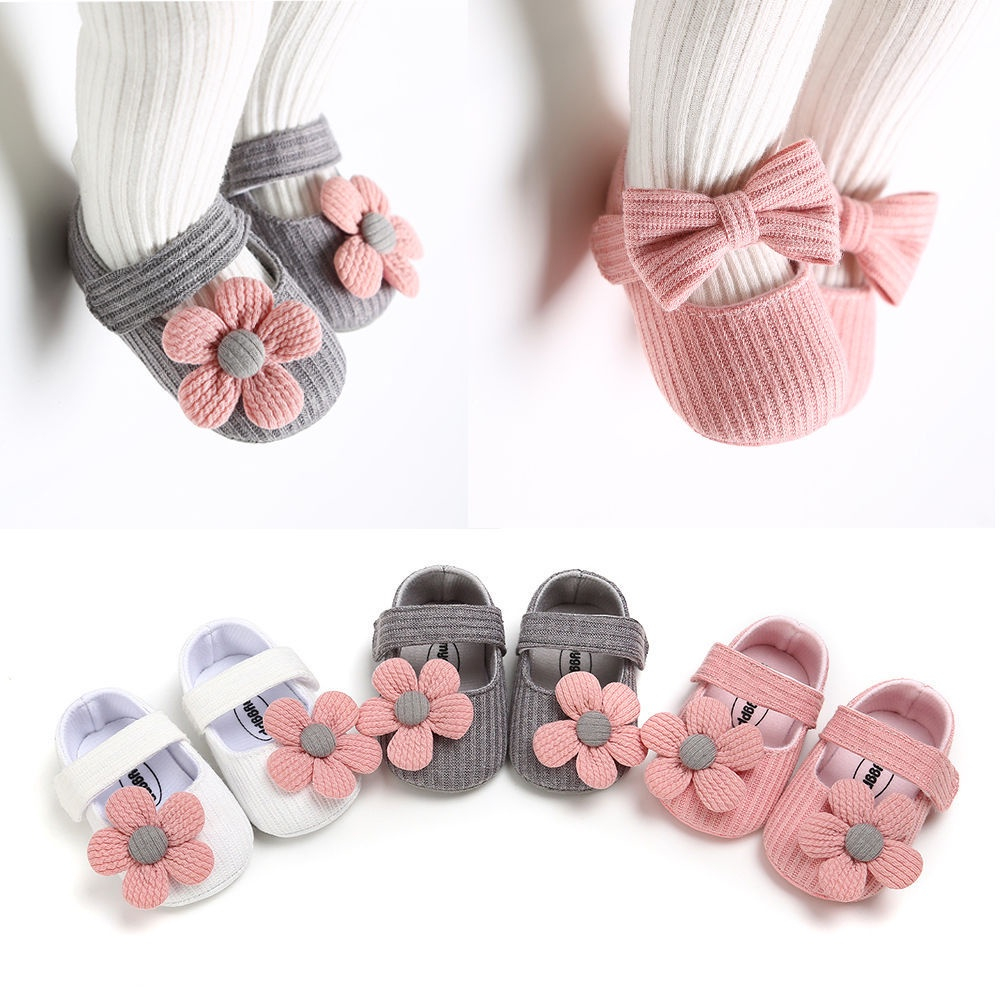 Newborn Baby Girls Shoes Baby Shoes Bow-knot Cute Anti-Slip Infant Toddler Soft Sole Princess ...