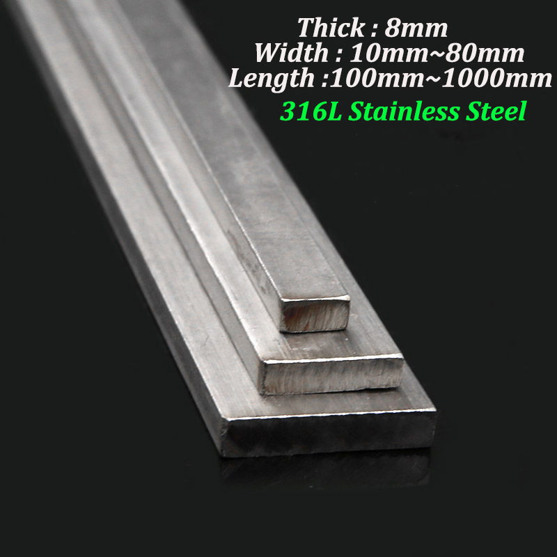 316L Stainless Steel Bar Bright Slat Straight Strip Thick 8mm Solid ...