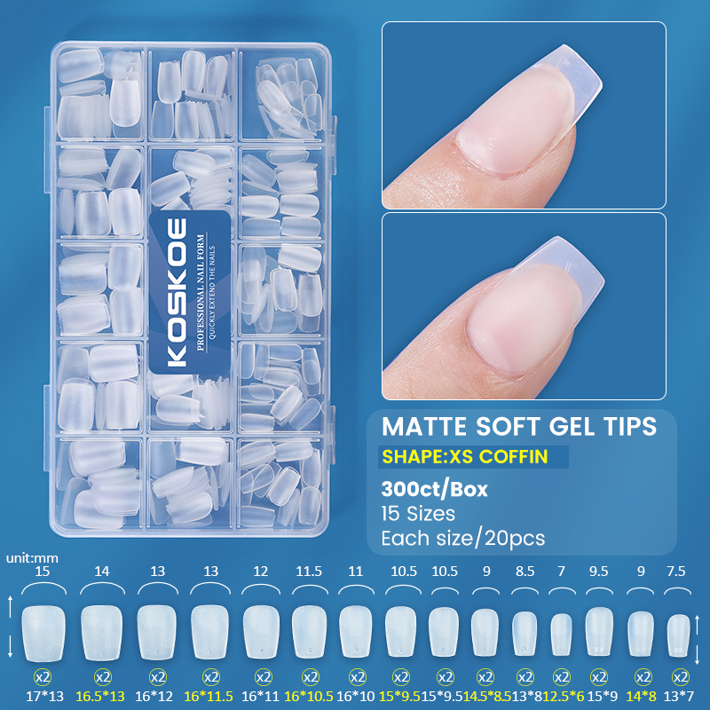 Born Pretty Matte Soft Gel Tips False Press on Coffin Almond Oval ...