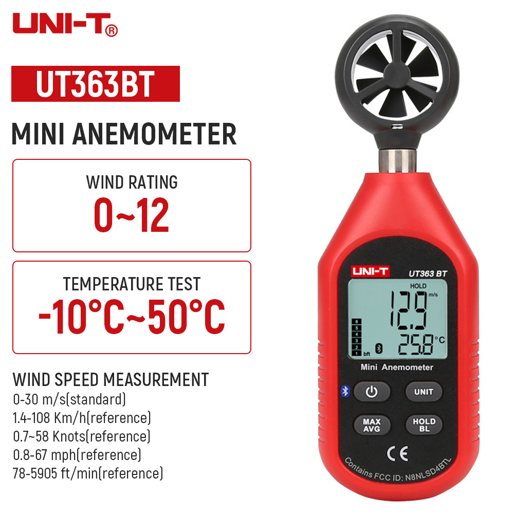 UNI-T UT363 UT363BT Mini Handheld Anemometer Digital Wind Anemometers ...
