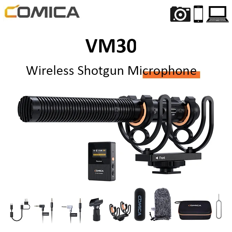 Comica CVM VM30 2.4G Wireless Microphone Super Cardioid Shotgun ...