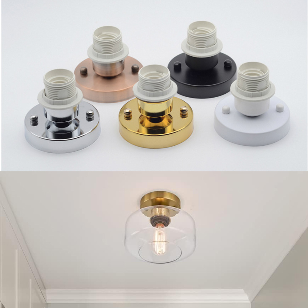 Vintage Lamp Base E27 Ceiling Light Sconces Metal Half Tooth White ...