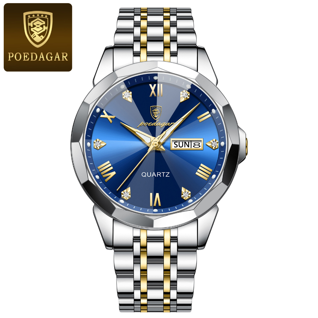 POEDAGAR New Watch For Men With Box Waterproof Original Stainless Steel ...