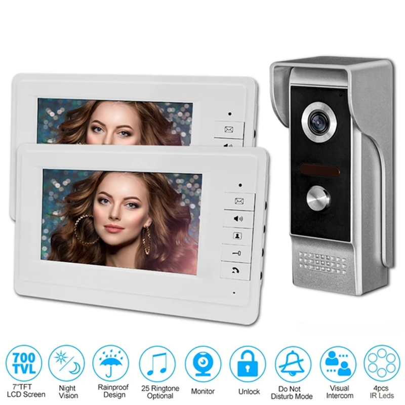 7inch TFT LCD Wired Video Intercom Doorbell Door Phone System for home ...