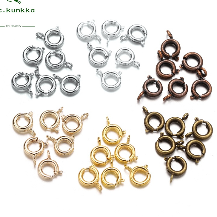 St.kunkka 6-7mm Metal Spring Ring Clasp with Open Jump Ring Jewelry ...