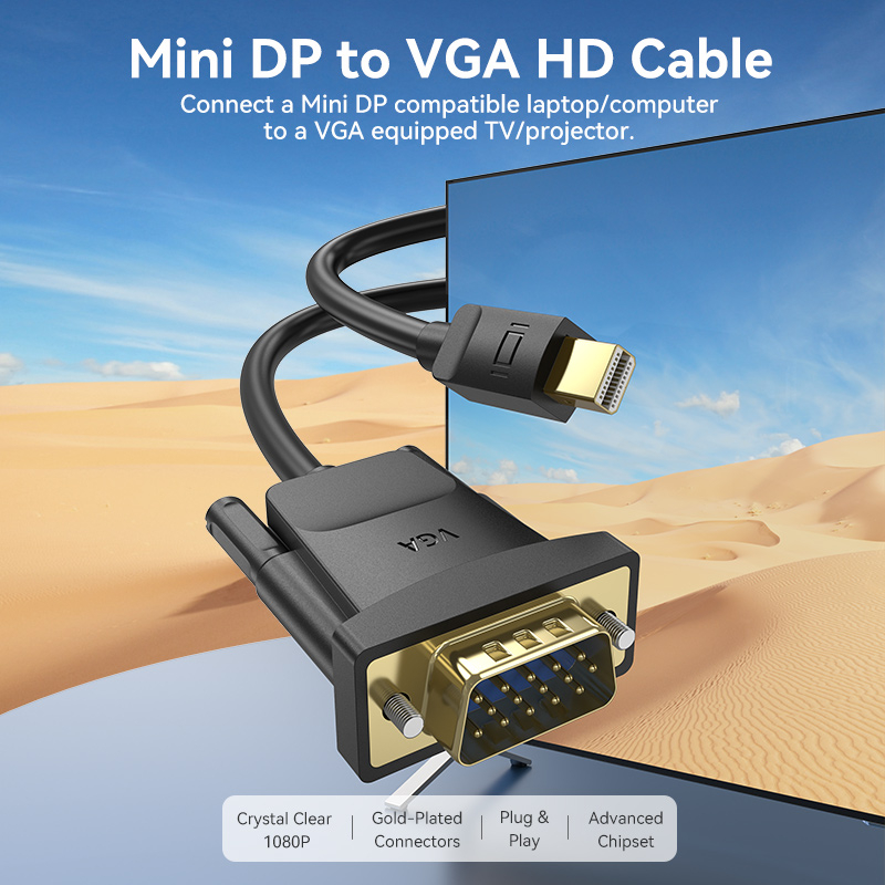 Vention Mini DP Male to DVA Male HD Cable For 1080P@60Hz Adapter Audio ...