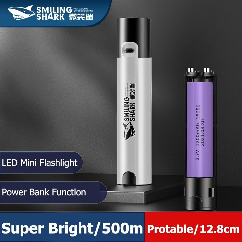 SMILING SHARK Mini led Light Flashlight USB Charging Torch | Shopee ...