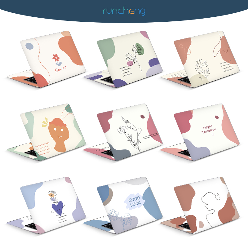 【2pcs】 Diy Laptop Cover Sticker Morandi Simple Line Laptop Computer ...