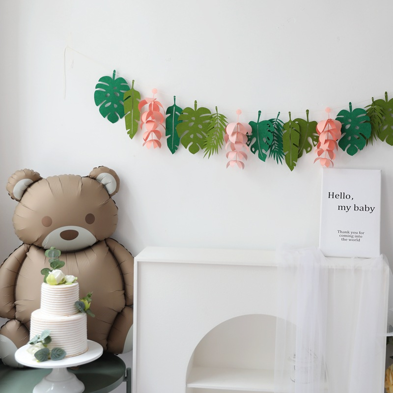 INS Leaves String Children Birthday Party Banner Baby Shower Garland ...
