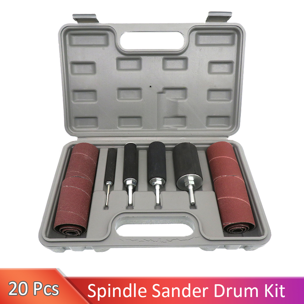 20pcs Sanding Drum with Case Spindle Sander Drum Kit Rubber Mandrels ...
